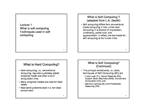 (PDF) Lecture 1 What is soft computing Techniques used in soft computing
