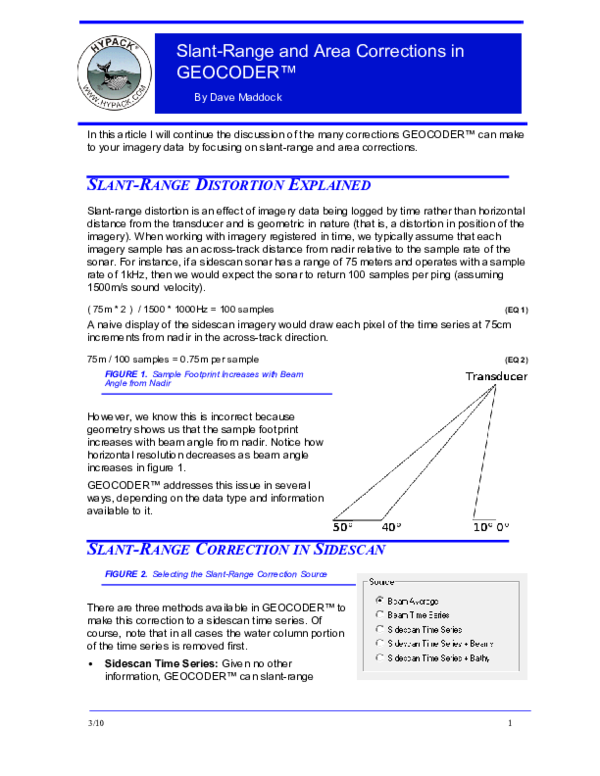 (PDF) Slant-Range and Area Corrections in GEOCODER™ SLANT-RANGE ...