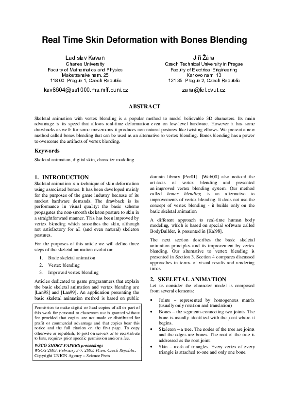 (PDF) Real Time Skin Deformation with Bones Blending