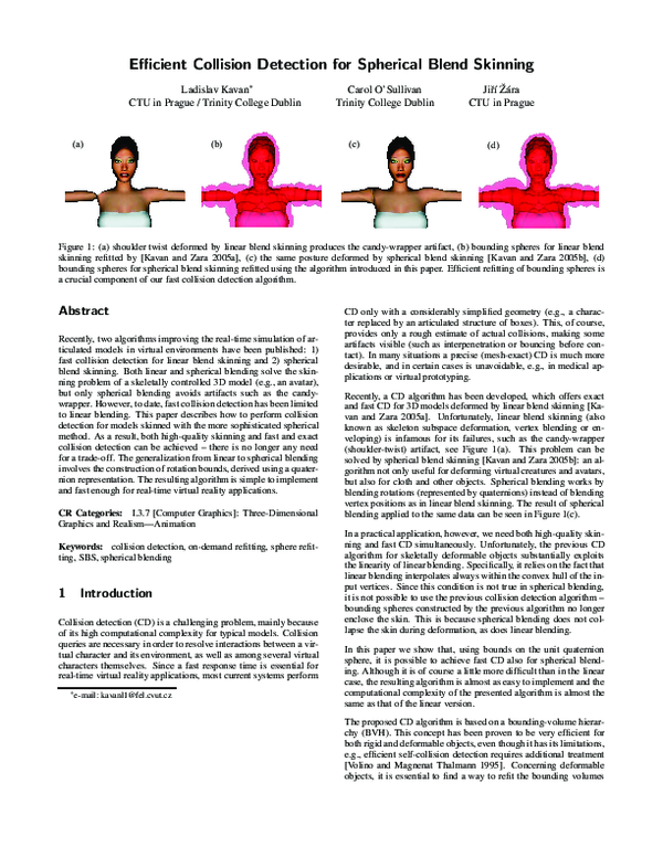 (PDF) Efficient collision detection for spherical blend skinning