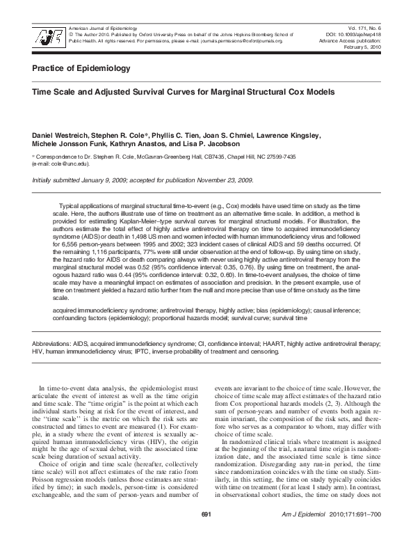(PDF) Time Scale and Adjusted Survival Curves for Marginal Structural ...
