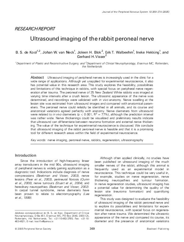 (PDF) Ultrasound imaging of the rabbit peroneal nerve