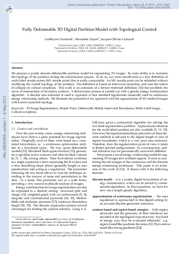 (PDF) Fully deformable 3D digital partition model with topological control