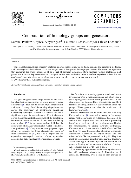 (PDF) Computation of homology groups and generators