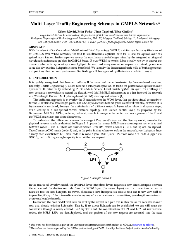 (PDF) Multi-layer traffic engineering schemes in GMPLS networks