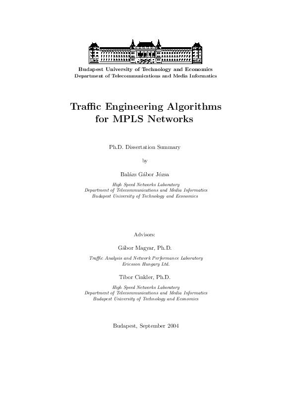 Pdf Traffic Engineering Algorithms For Mpls Networks Tibor Cinkler