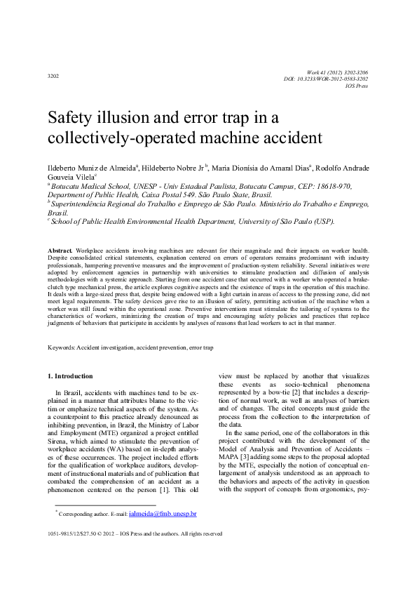 (PDF) Safety illusion and error trap in a collectively-operated machine ...