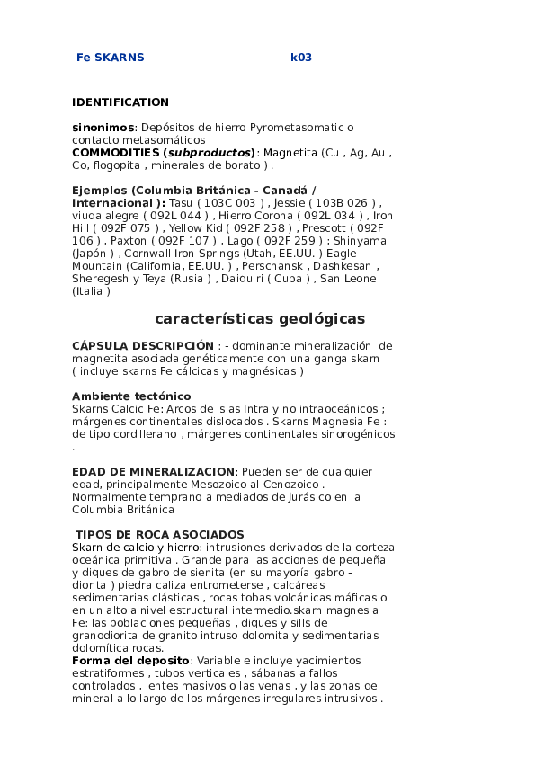 (DOC) Fe SKARNS espanol | Jeferson Ocaña Benites - Academia.edu