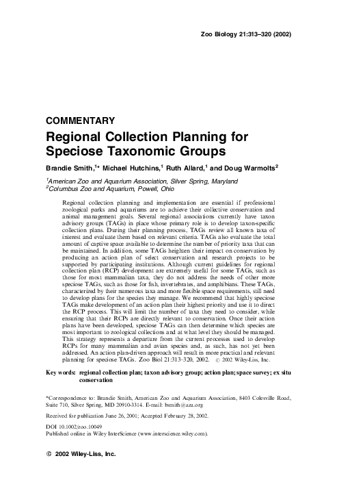 (PDF) Regional collection planning for speciose taxonomic groups