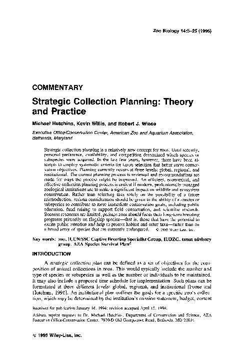 (PDF) Strategic collection planning: Theory and practice