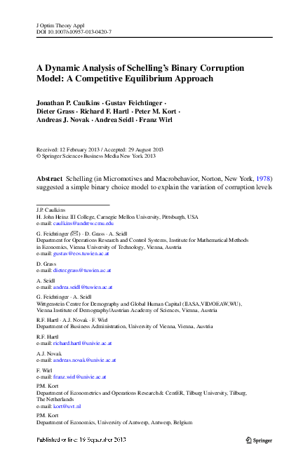(PDF) A Dynamic Analysis of Schelling’s Binary Corruption Model: A ...