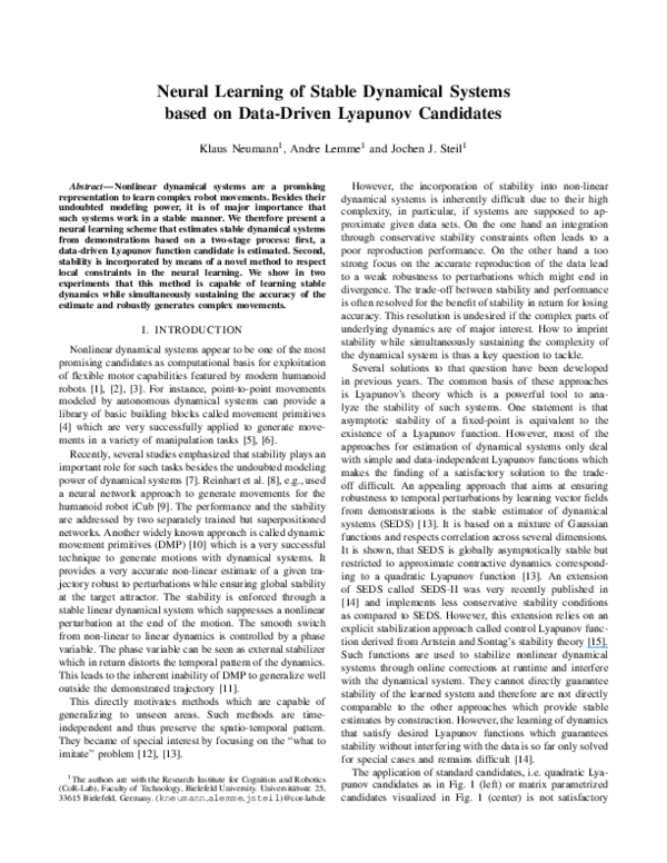 (PDF) Neural learning of stable dynamical systems based on data-driven ...