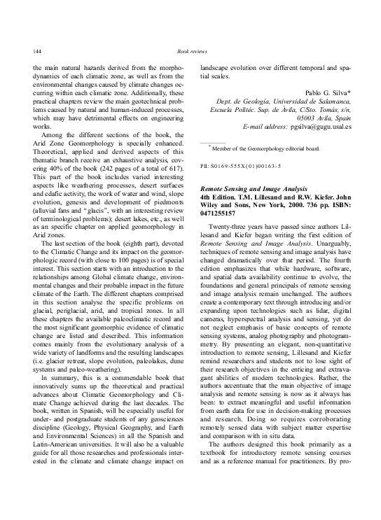 (PDF) Remote Sensing and Image Analysis