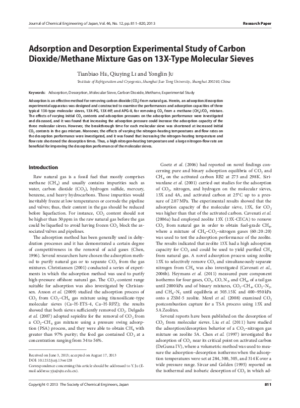 (PDF) Adsorption and Desorption Experimental Study of Carbon Dioxide ...