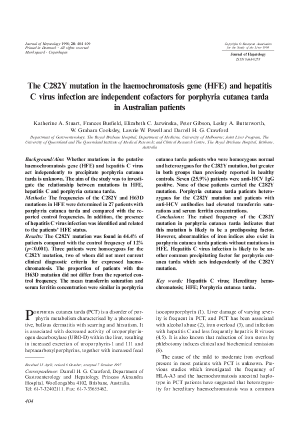 (PDF) Prevalence of hepatitis C virus infection in porphyria cutanea ...