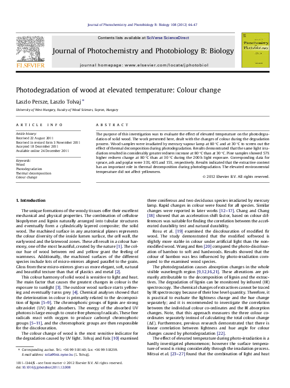 (PDF) Photodegradation of wood at elevated temperature: Infrared ...