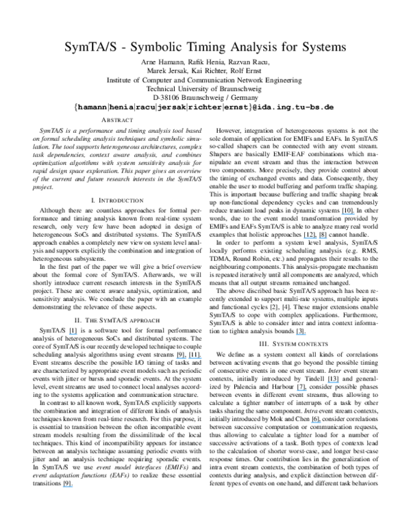 (PDF) SymTA/S - Symbolic Timing Analysis for Systems | Rolf Ernst and R ...