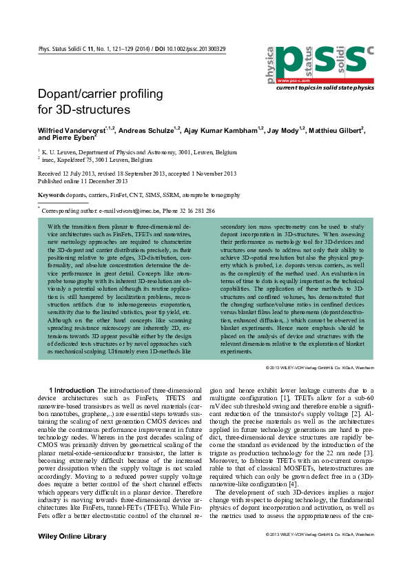 (PDF) Dopant/carrier profiling for 3D‐structures