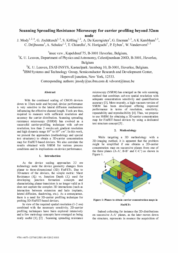 (PDF) Scanning Spreading Resistance Microscopy For 3D-Carrier Profiling in FinFET-based Structures