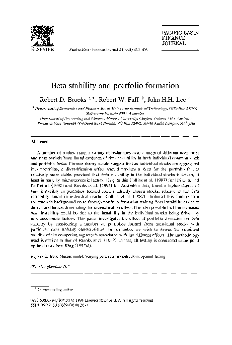 (PDF) Beta stability and portfolio formation