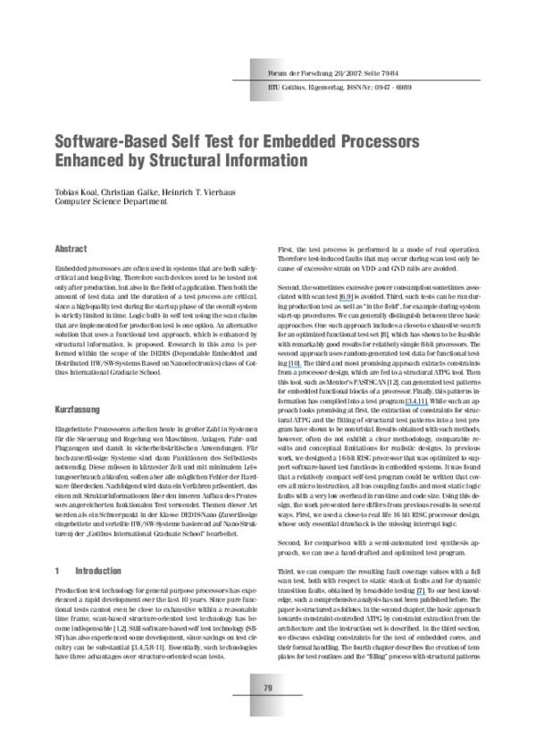 (PDF) Software-Based Self Test for Embedded Processors Enhanced by ...
