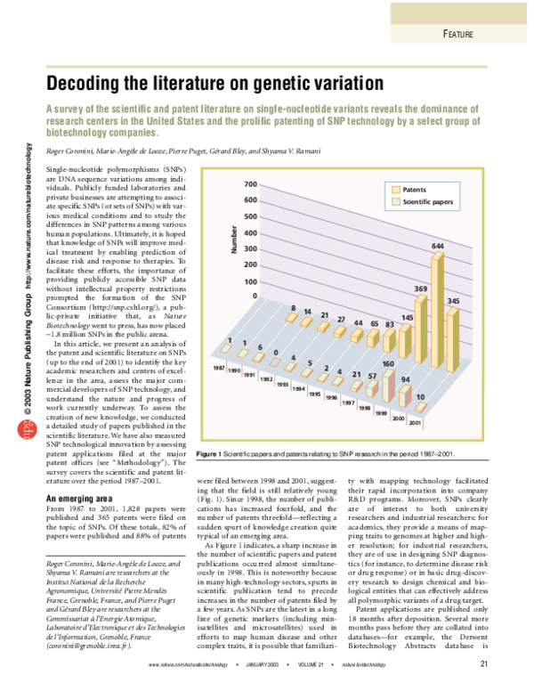 (PDF) Decoding the literature on genetic variation