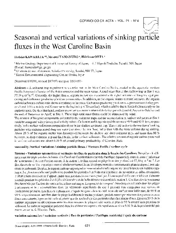 (PDF) Seasonal and vertical variations of sinking particle fluxes in ...