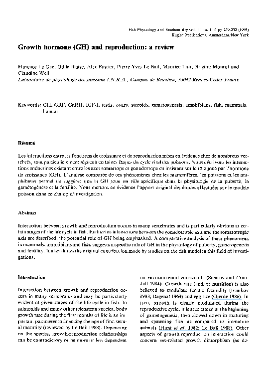 (PDF) Growth hormone (GH) and reproduction: a review