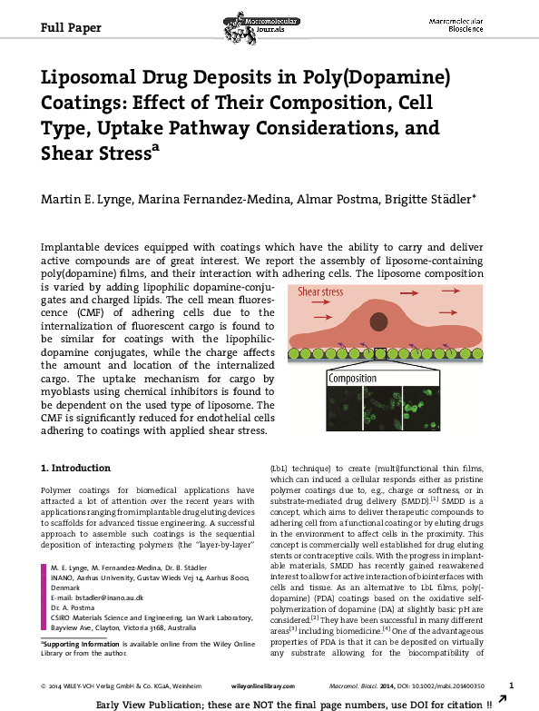 (PDF) Liposomal Drug Deposits in Poly(Dopamine) Coatings: Effect of ...