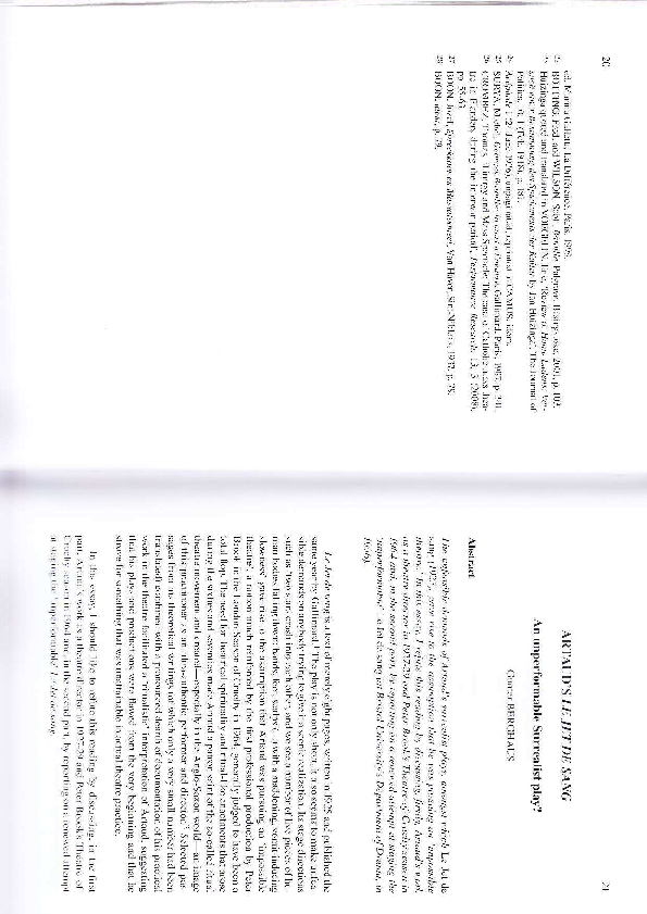 (PDF) Artaud's Jet de Sang: An Unperformable Surrealist Play?