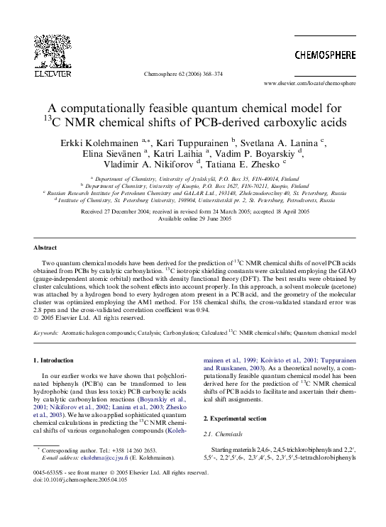 Pdf A Computationally Feasible Quantum Chemical Model For 13c Nmr