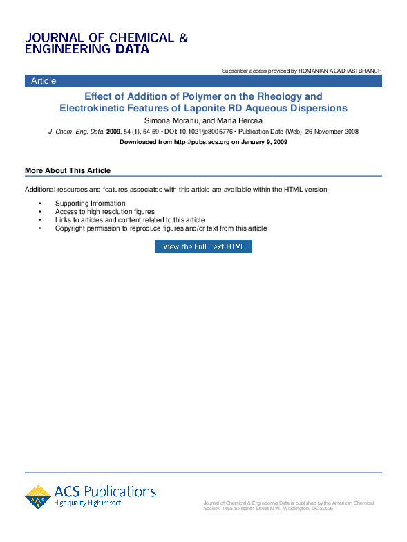 (PDF) Effect of Addition of Polymer on the Rheology and Electrokinetic ...