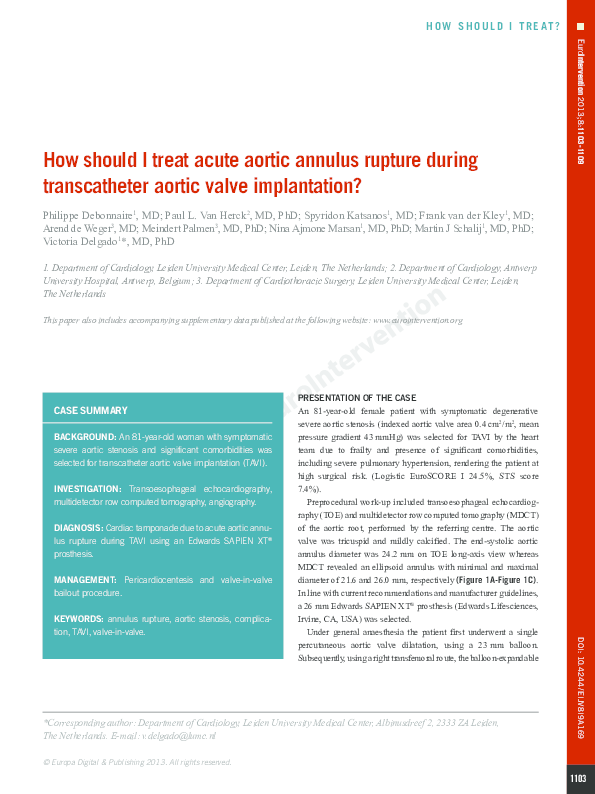 (PDF) How should I treat acute aortic annulus rupture during ...