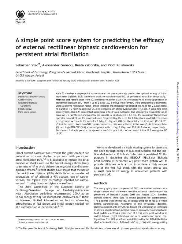 A Simple Point Score System For Predicting The Efficacy Of External Rectilinear Biphasic