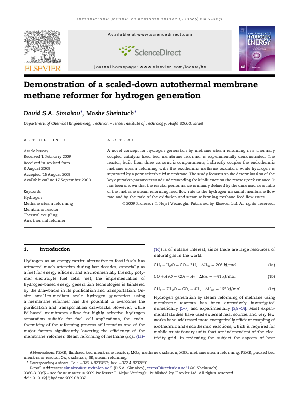 (PDF) Demonstration of a scaled-down autothermal membrane methane ...