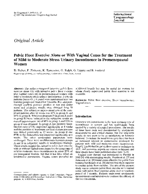 (PDF) Pelvic floor exercise alone or with vaginal cones for the ...
