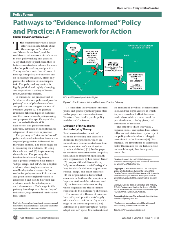 (PDF) Pathways to “Evidence-Informed” Policy and Practice: A Framework ...