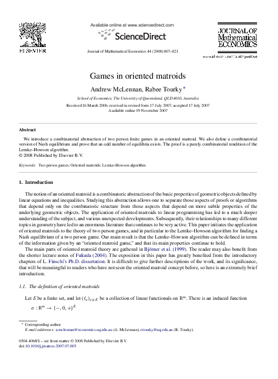 (PDF) Games in oriented matroids