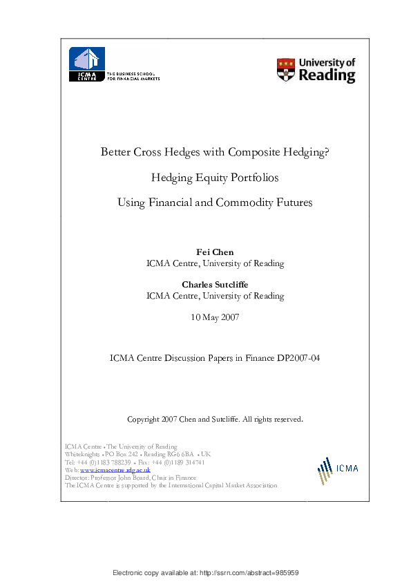 (PDF) Better cross hedges with composite hedging? Hedging equity ...