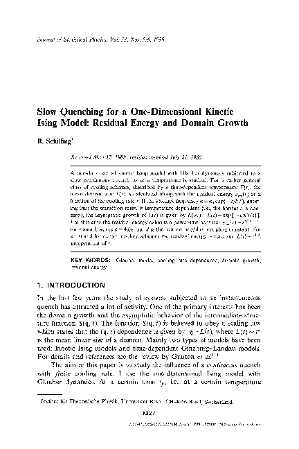 (PDF) Slow quenching for a one-dimensional kinetic Ising model ...