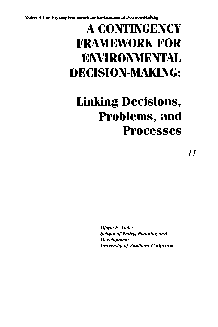 (PDF) A CONTINGENCY FRAMEWORK FOR ENVIRONMENTAL DECISION-MAKING