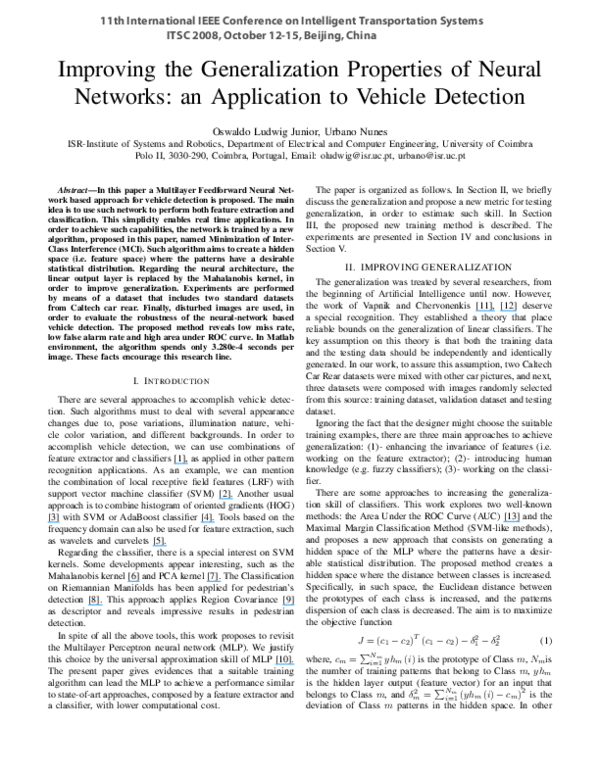 (PDF) Improving the Generalization Properties of Neural Networks: an ...