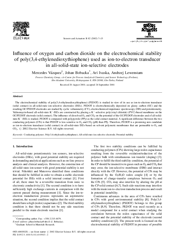 (PDF) Influence of oxygen and carbon dioxide on the electrochemical stability of poly(3,4 ...