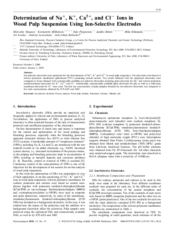 (PDF) Determination of Na+, K+, Ca2+, and Cl− Ions in Wood Pulp Suspension Using Ion-Selective ...