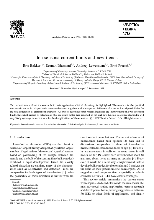 (PDF) Ion sensors: current limits and new trends