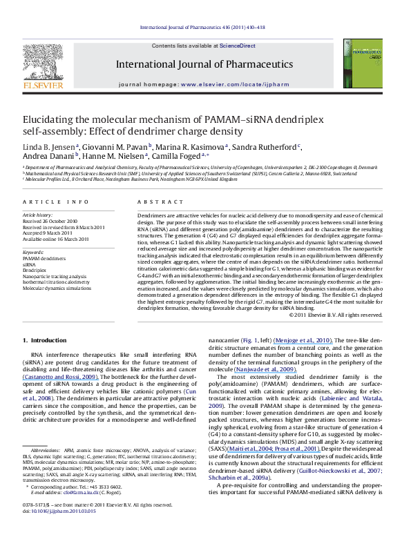 (PDF) Elucidating the molecular mechanism of PAMAM–siRNA dendriplex ... (PDF) Elucidating the molecular mechanism of PAMAM–siRNA dendriplex ...