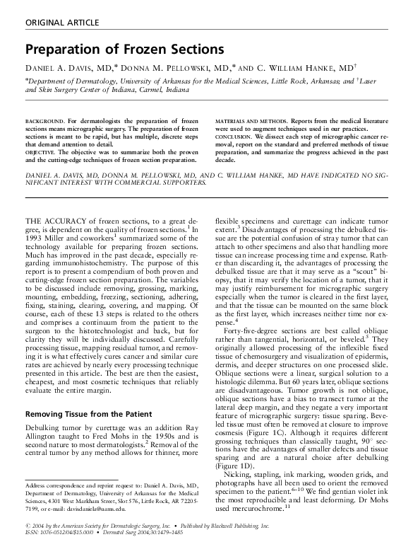 (PDF) Preparation of Frozen Sections