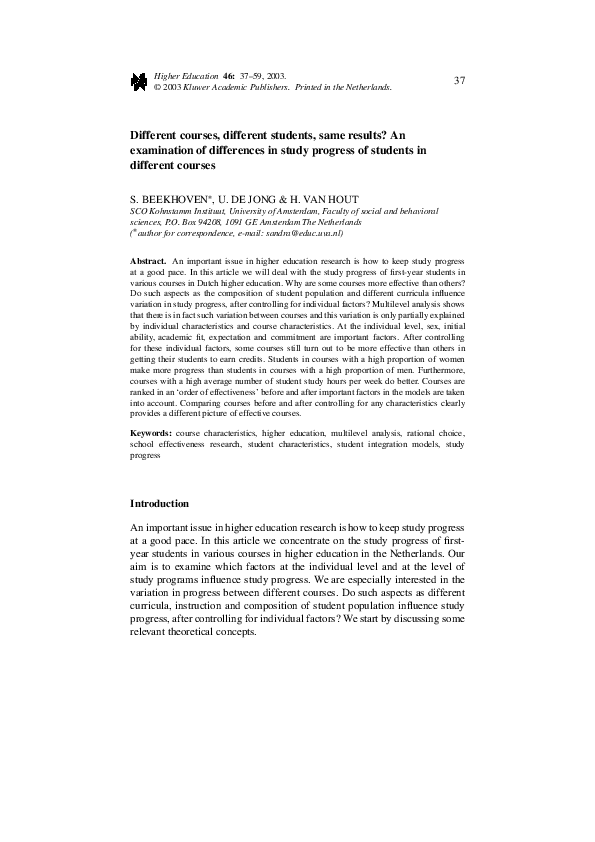 (PDF) Different courses, different students, same results? An ...