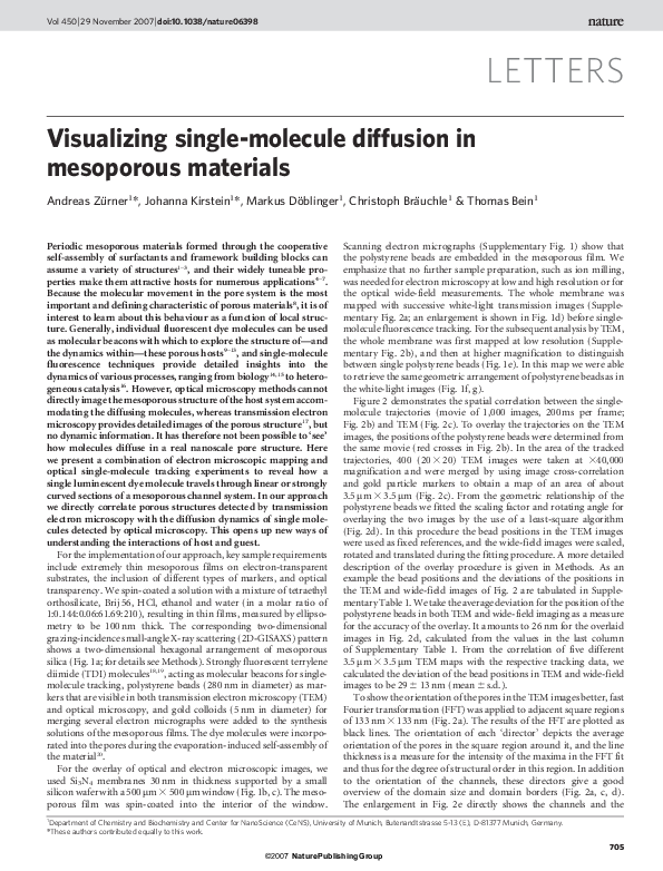 (PDF) Visualizing single-molecule diffusion in mesoporous materials