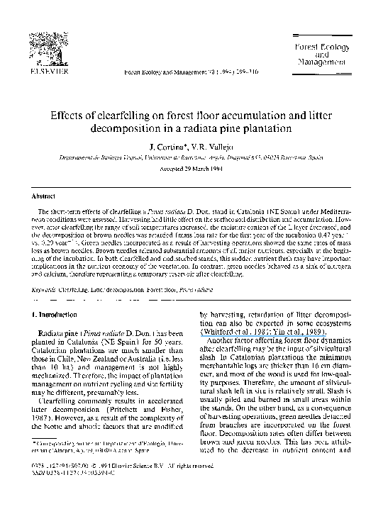 (PDF) Effects of clearfelling on forest floor accumulation and litter ...